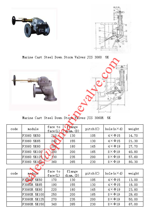 JIS F3060 Marine Cast Steel Angle Storm Valve